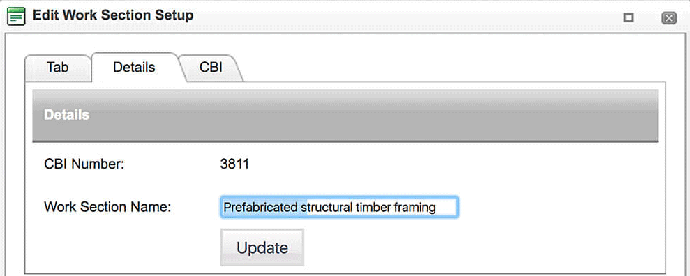 The Work Section Toolbar - Masterspec